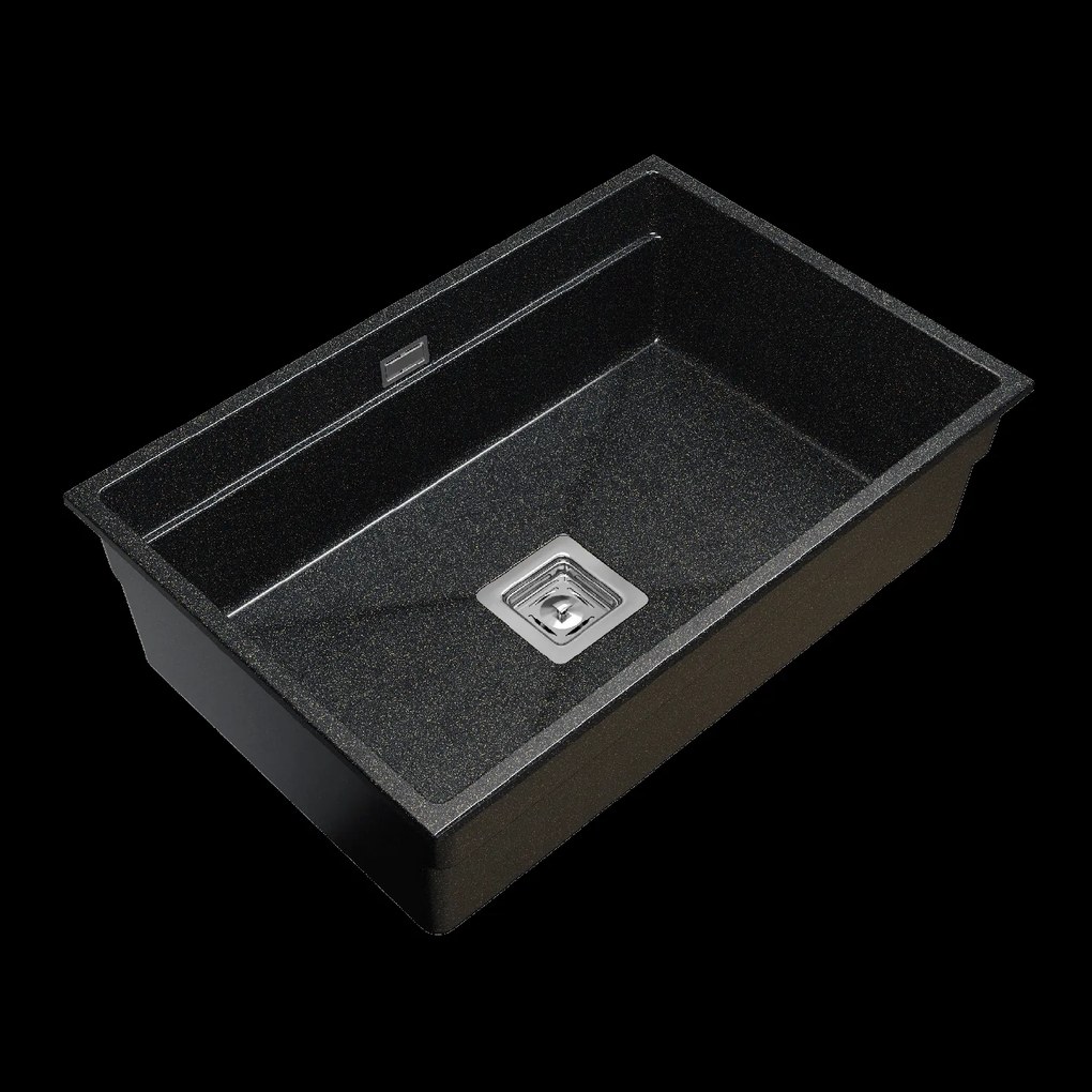 Gamma Decor 7050, 1-komorový granitový dřez 700x470x220 mm, černá se zlatými tečkami, GMA-ZLE000108
