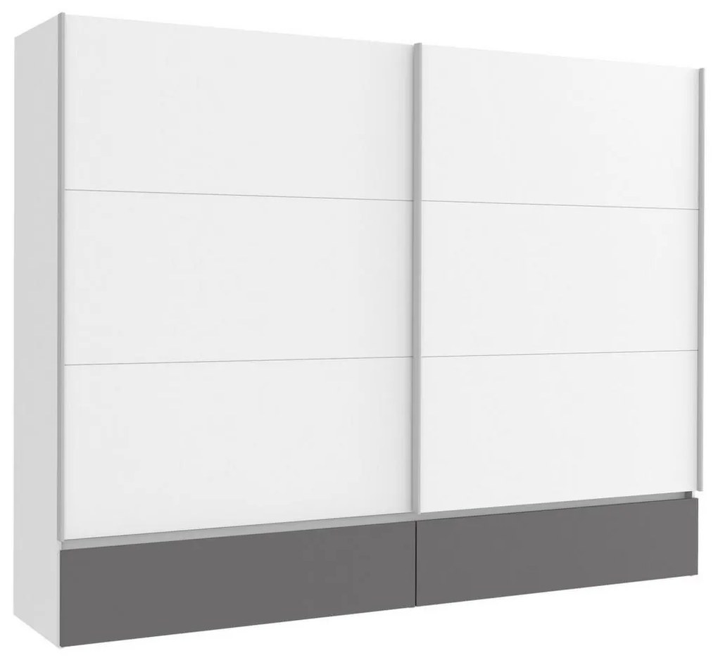 XXXLutz SKŘÍŇ S POS. DVEŘMI.(HOR.VED.), šedá, bílá, 270/211/61 cm Ti`me - Skříně s posuvnými dveřmi