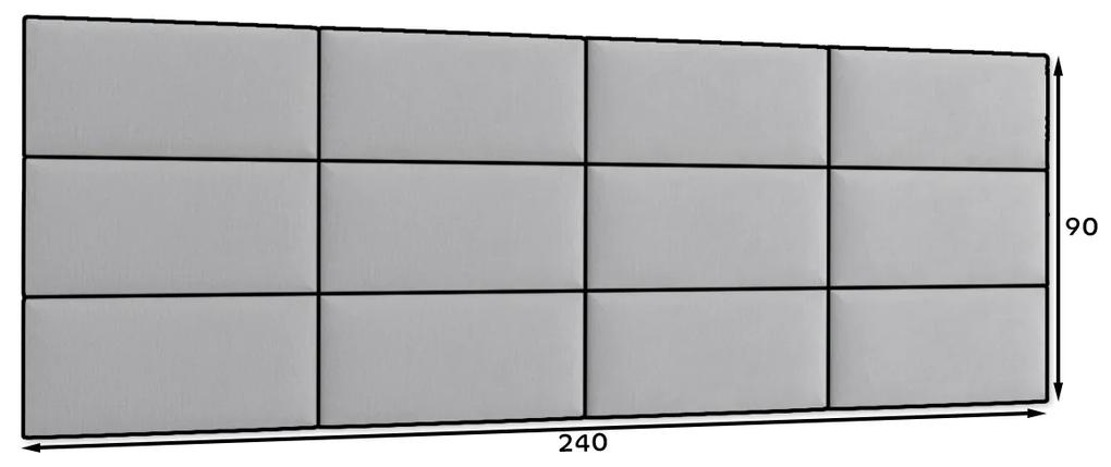 Set 12 čalouněných panelů Quadra 240x90 cm (mentolová). 1052012