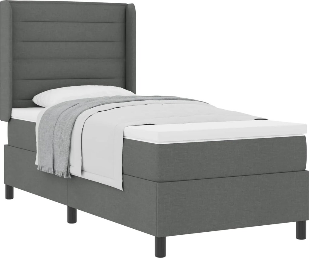 Postel s boxspringem s polštářem Tmavě šedá 200 x 80 cm textil 3341547