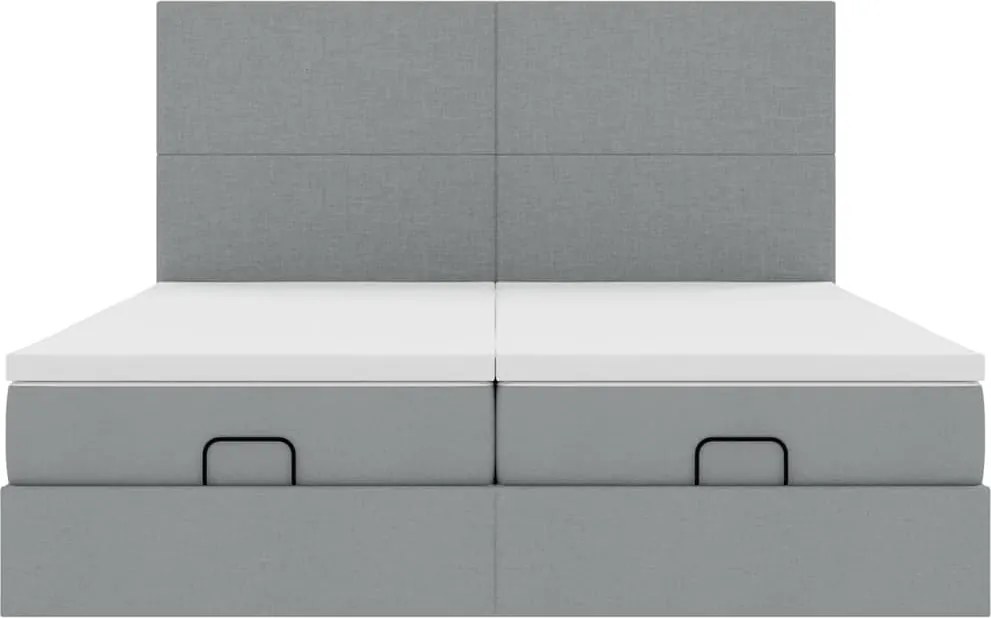 Osmanský rám postele s matrací světle šedý 200x200cm textil 3313678