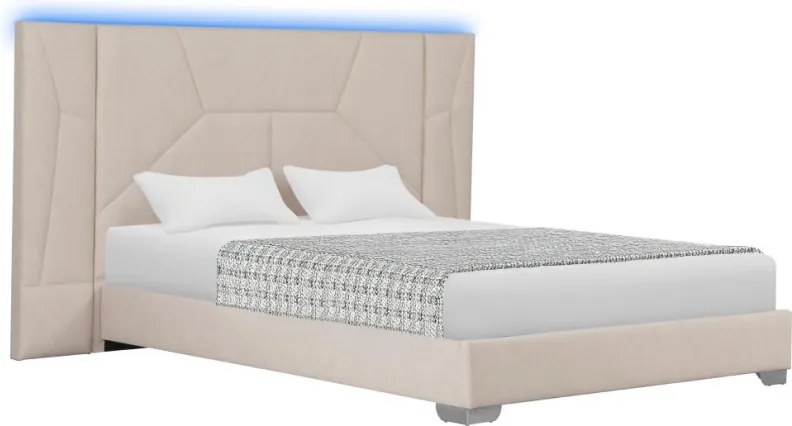 Postel ALTESA 160x200 s roštem a LED osvětlením, béžová Velvet látka Kondela 0000408415