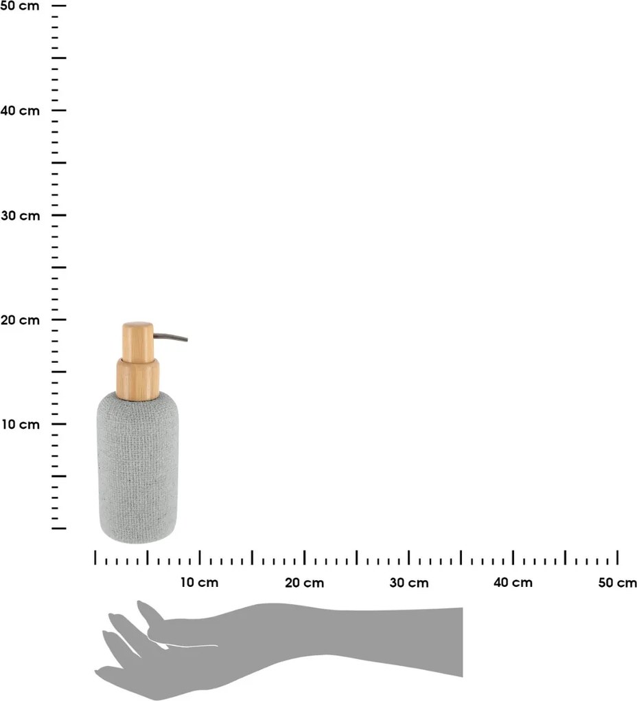 Dávkovač mýdla Solena, šedá/s dřevěnými prvky, 340 ml