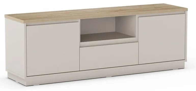 Béžový TV stolek v dekoru dubu 161x55x40 cm Loreta – Marckeric