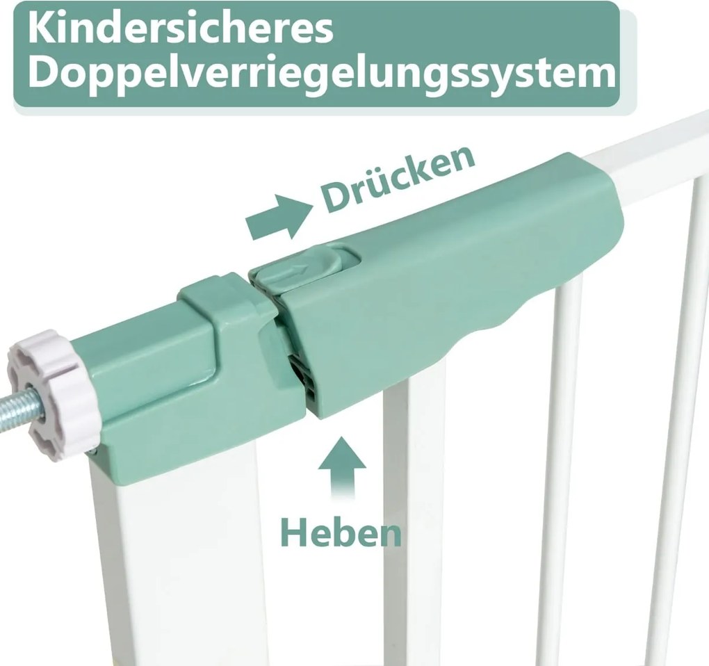 Costway Baby Door Gate 80-132 cm Kovová schodišťová brána Bez vrtání 80, bílý