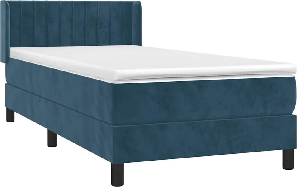 Box spring postel s matrací tmavě modrá 100x200 cm samet 3131067