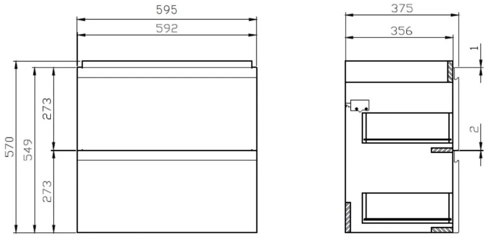 Cersanit Moduo Slim SET, závěsná skříňka 60x35x62 cm + umyvadlo 60cm, antracitová matná, S801-469-DSM
