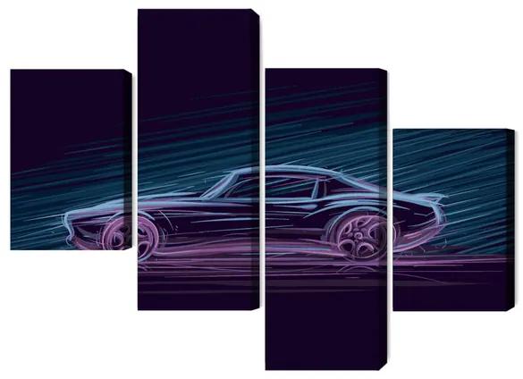 Vícedílný obraz Neonové Svalové Auto Nedostatek Nedostatek Plátno Canvas 80x50