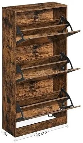 Botník výklopný rustikální hnědá, 120 x 60 x 24 cm LBC030X01V1
