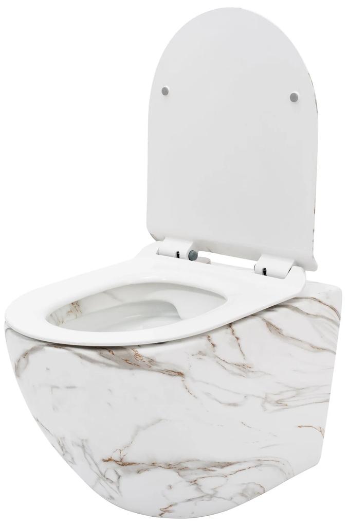 Závěsná WC mísa se SoftClose sedátkem REA CARLOS SLIM RIMLESS, žula