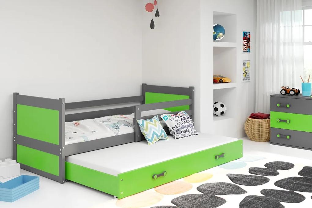BMS Group Dětská postel s přistýlkou Rico 2 Grafit/růžová 190x80