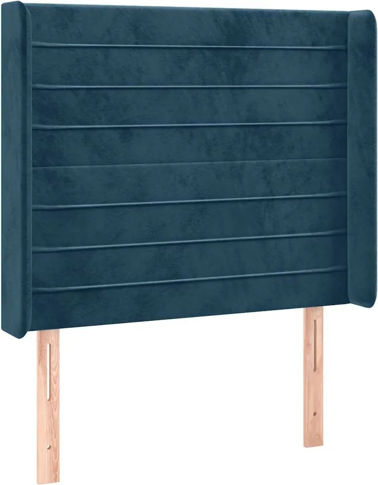 Box spring postel s matrací a LED tmavě modrá 90x190 cm samet 3139599