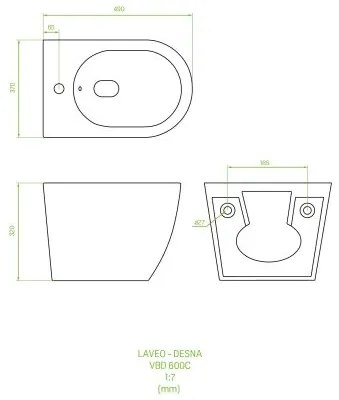 Laveo Desna, závěsný bidet 490x370x320 mm, bílá, LAV-VBD_600C