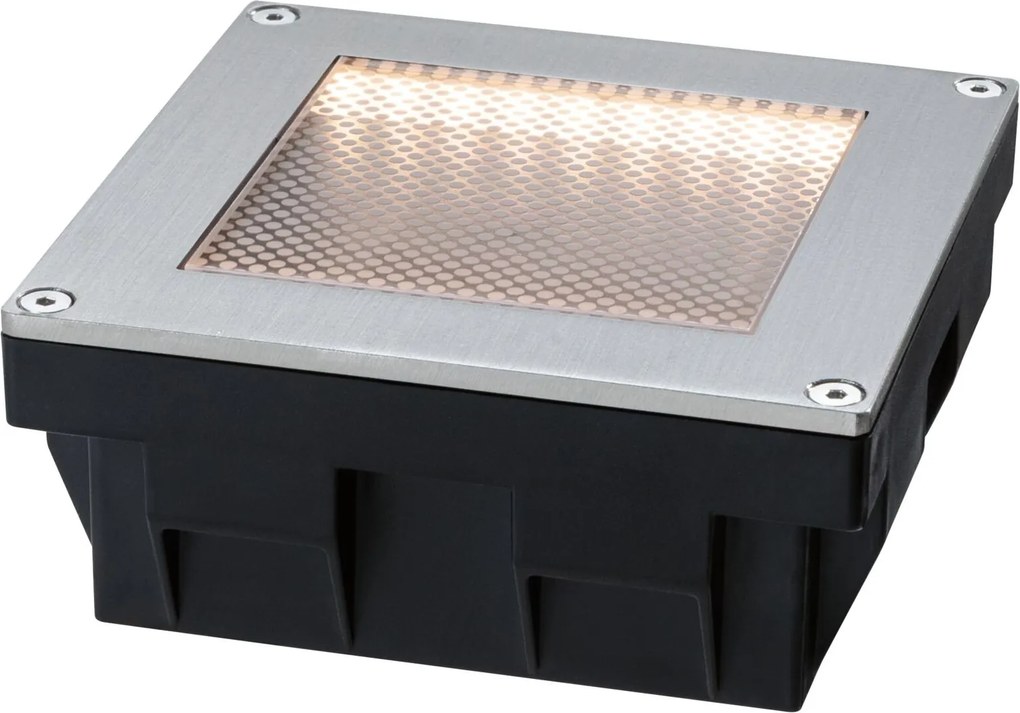 P 95742 Solární LED zemní svítidlo Sorea soumrakový senzor IP67 hranaté 100x100mm 3000K 0,1W 6lm 3,7V kov kartáčovaný ABS/polykarbonát/ocel - PAULMANN
