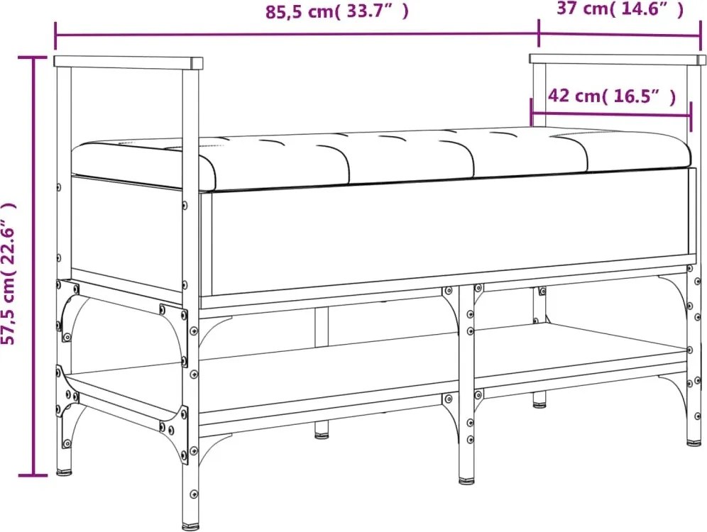 vidaXL Lavice s botníkem 85,5 x 42 x 57,5 cm kompozitní dřevo [835231] Barva: kouřový dub