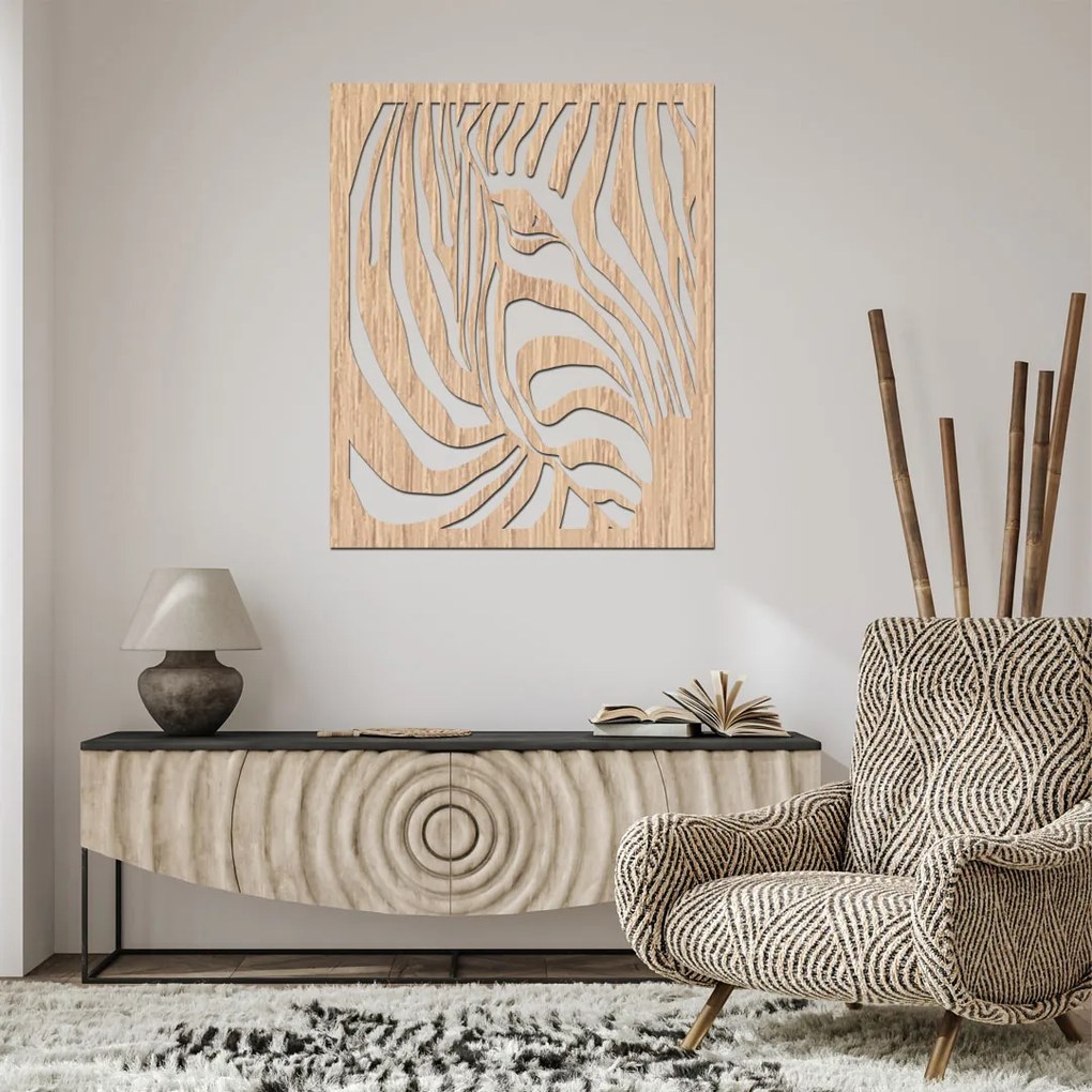 dřevo života Dřevěný obraz na zeď ZEBRA Zvolte rozměr (cm): 40x48, Zvolte barvu dekoru: Černá