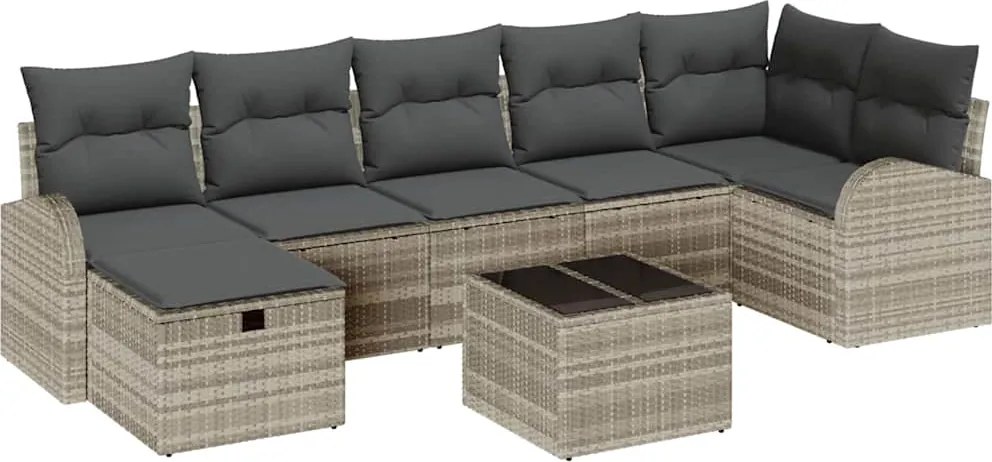 Set pohovek s polštářem s úložištěm Světle šedá polyratan 3359111