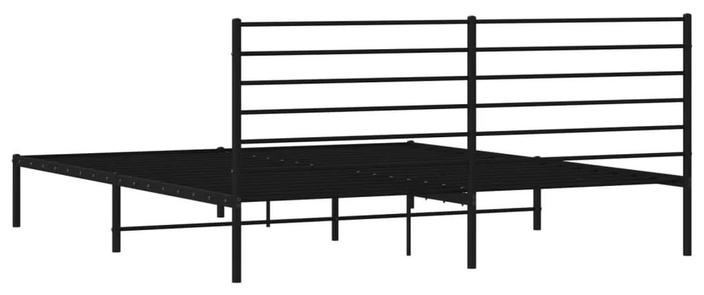 Kovový rám postele s čelem černý 183 x 213 cm,  352324