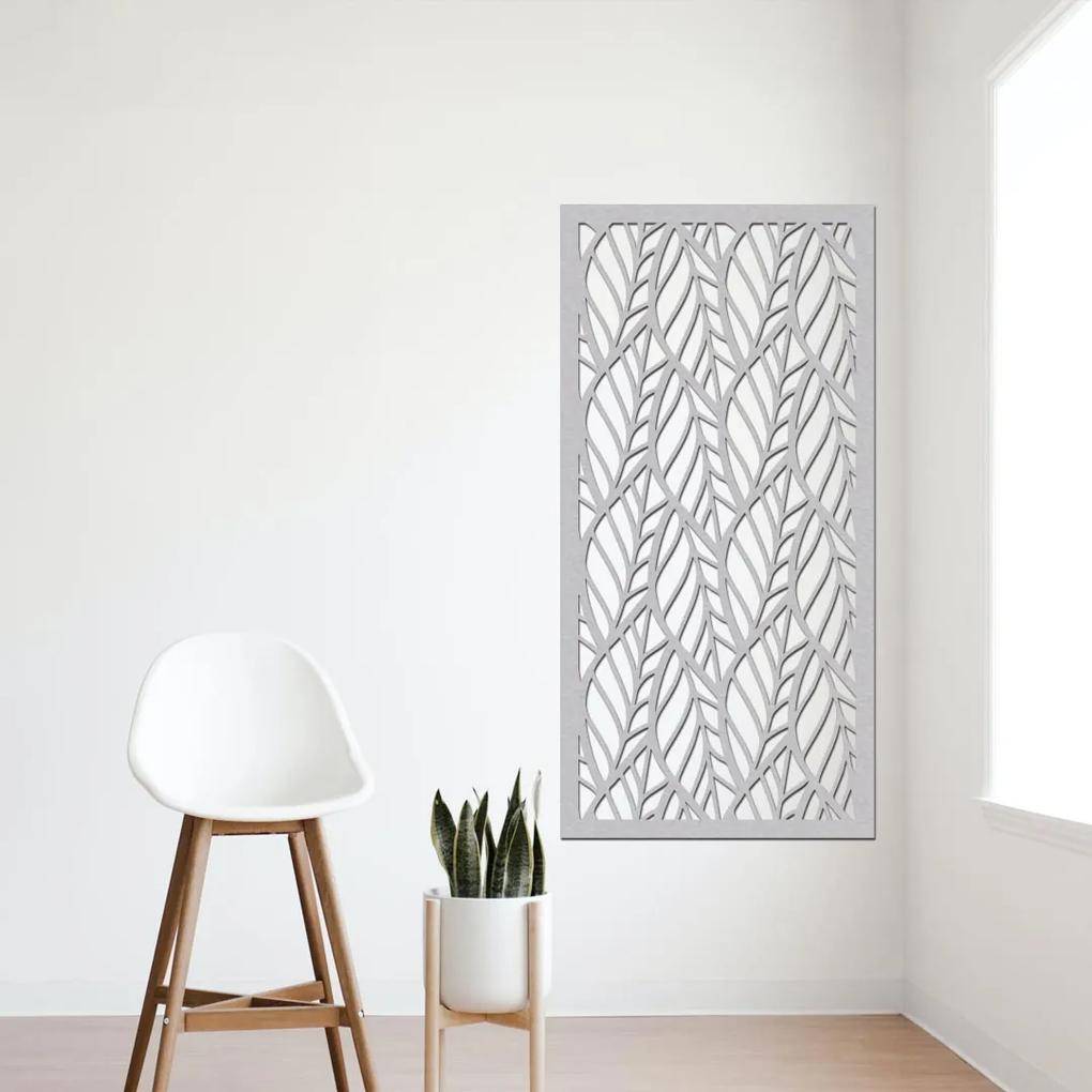 dřevo života Dřevěný dekorační panel LEAF III Rozměry (cm): 40x80, Barevný vzor: Šedá