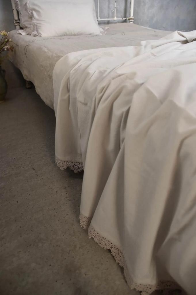 Jeanne d'Arc Living Bavlněný přehoz na postel Lace Beige 140 × 280 cm, krémová barva, textil
