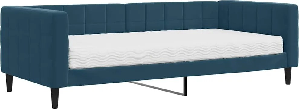 Válenda s matrací modrá 90 x 200 cm samet 3196666