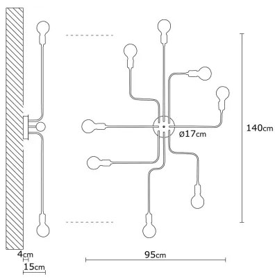 Přisazený lustr TRUVA 8xE27/40W/230V