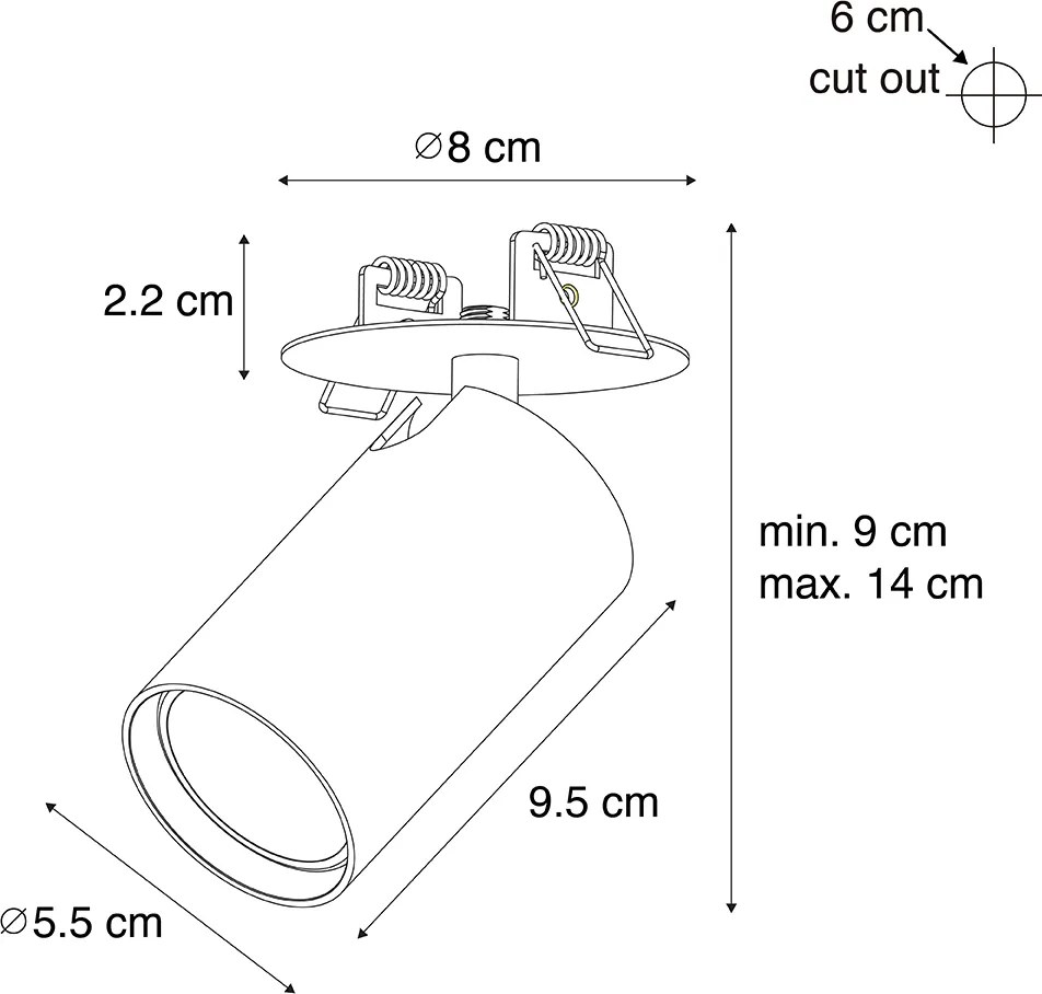 Moderní zapuštěné bodové svítidlo černé GU10 50 mm - Chels