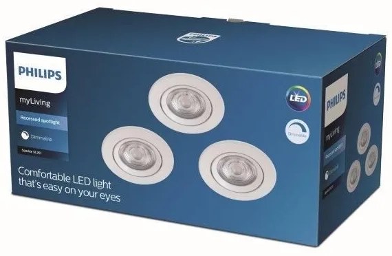 Philips - SADA 3x LED Stmívatelné podhledové svítidlo DIVE LED/5W/230V 2700K