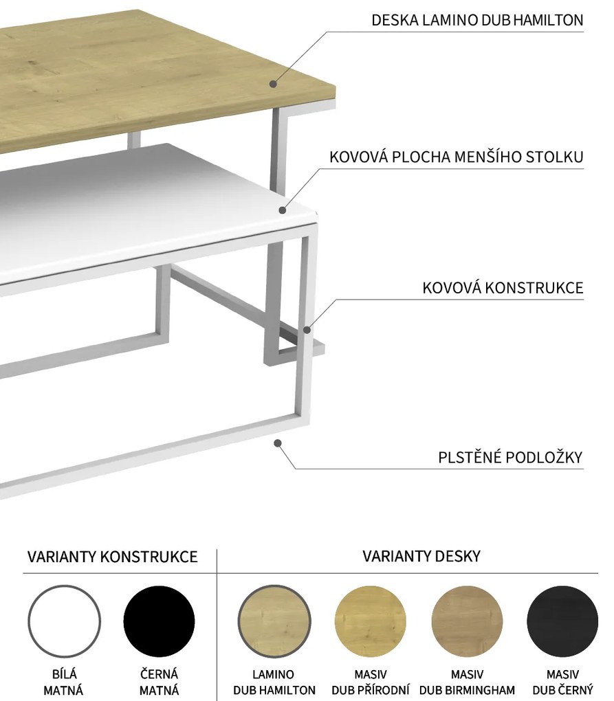 Konferenční stolek dvoudílný C12, dub Hamilton ZVOLTE TYP DŘEVA:: Masiv dub PŘÍRODNÍ