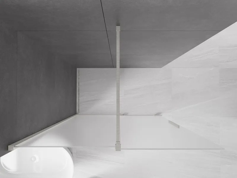 Mexen Velar, sprchová zástěna s posuvnými dveřmi Walk-in 130 x 200 cm, 8mm sklo námraza, broušená ocel, 871-130-000-33-97