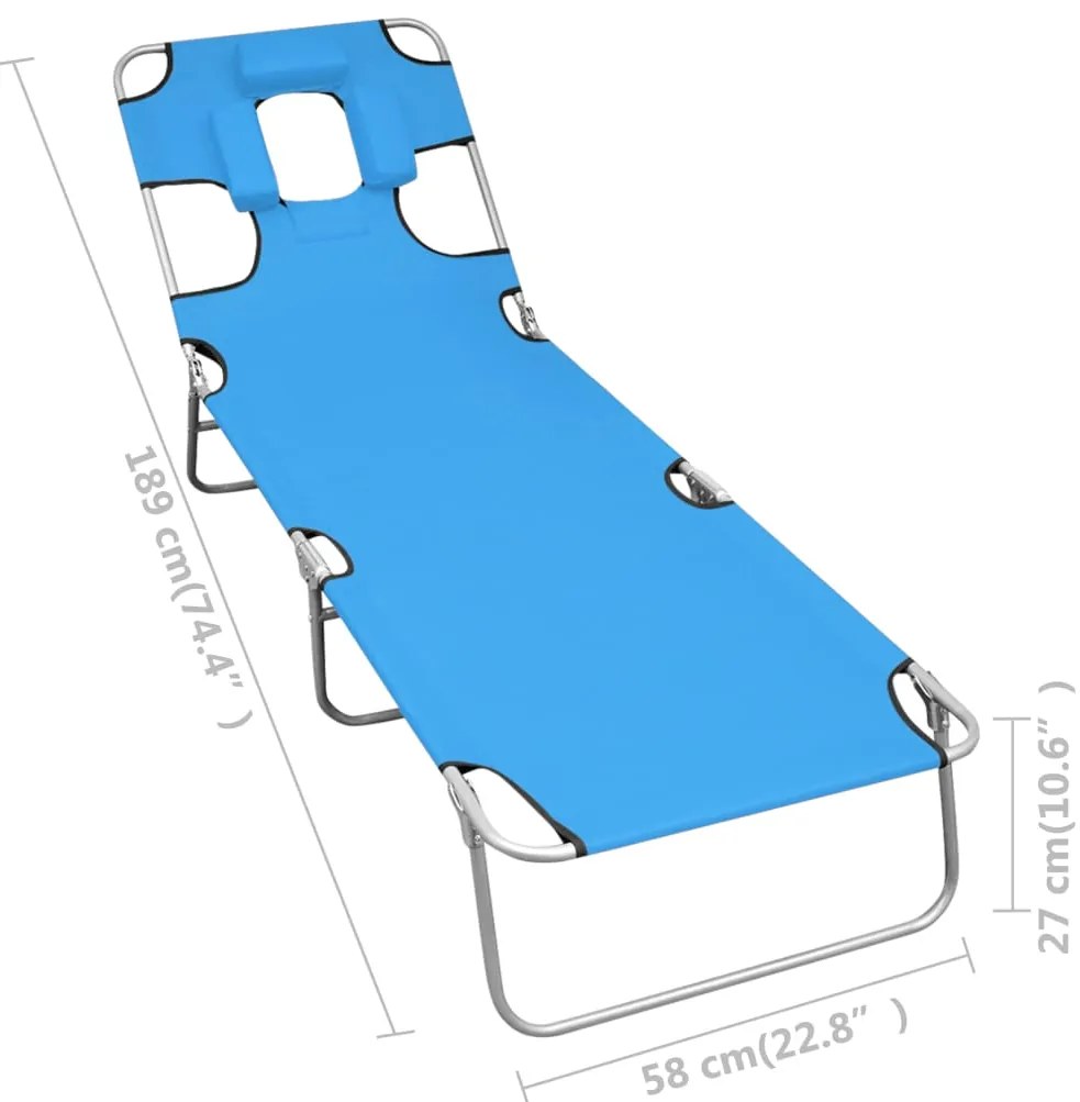 vidaXL Marketos Skládací opalovací lehátko s podhlavníkem ocel tyrkysové