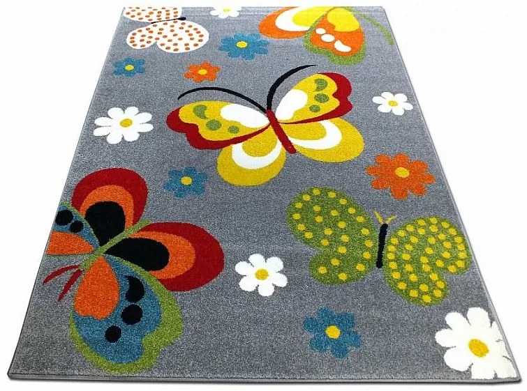 Dětský koberec MONDO NEW Motýli šedý 160x220