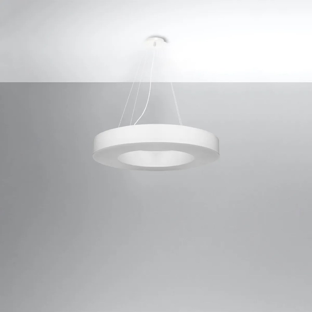 Závěsné svítidlo Saturno Slim, 1x bílé textilní stínítko, (bílý plast), (fi 70 cm)