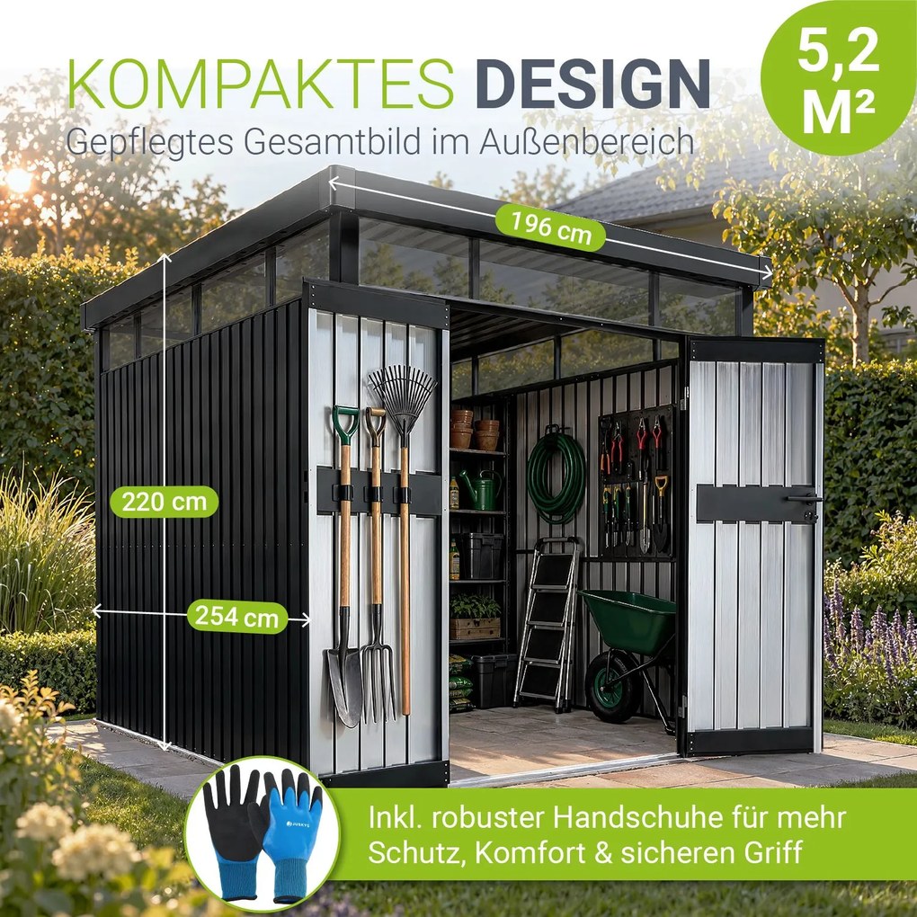 Juskys Kovový zahradní domek Luzern Barva: antracitová, Velikost: 12 m²