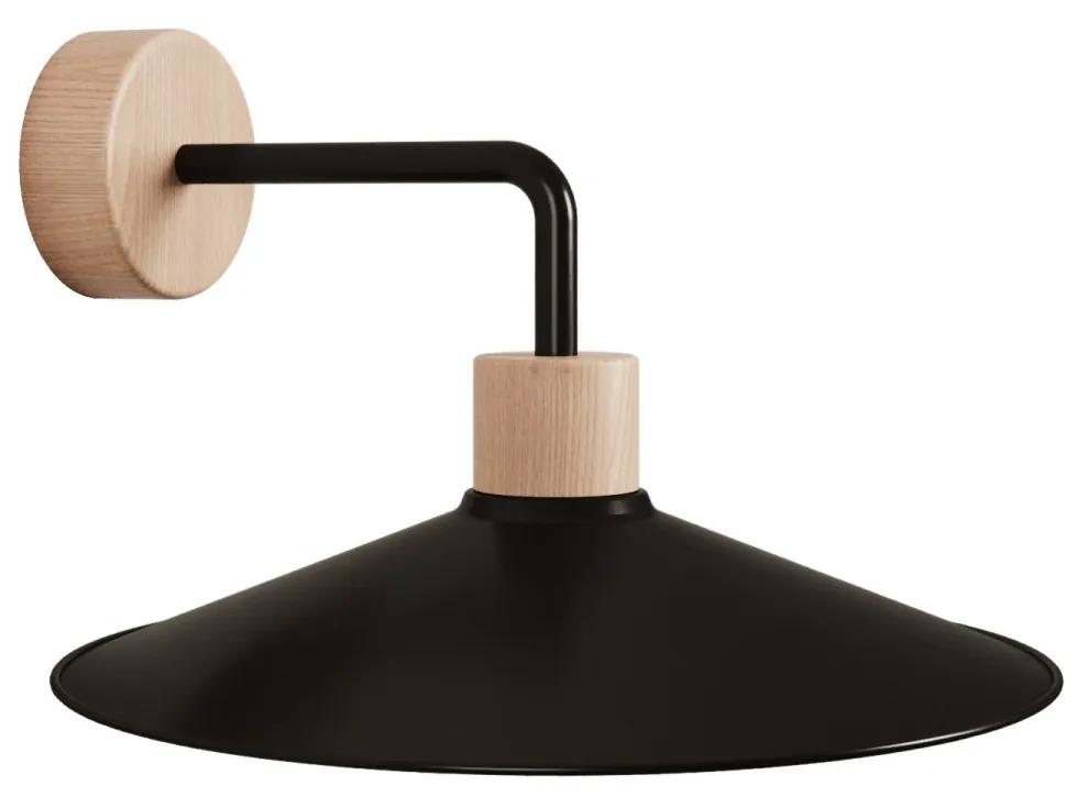 creative cables Dřevěná nástěnná lampa se stínidlem swing a zahnutým ramínkem Barva: Neutrální-černá