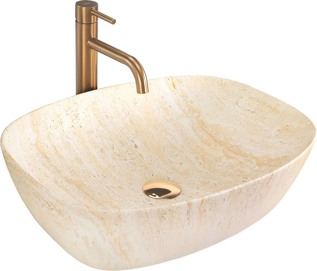 Rea Freja, umyvadlo na desku 512x396x137mm, imitace kamene-travertin matný, REA-U6689