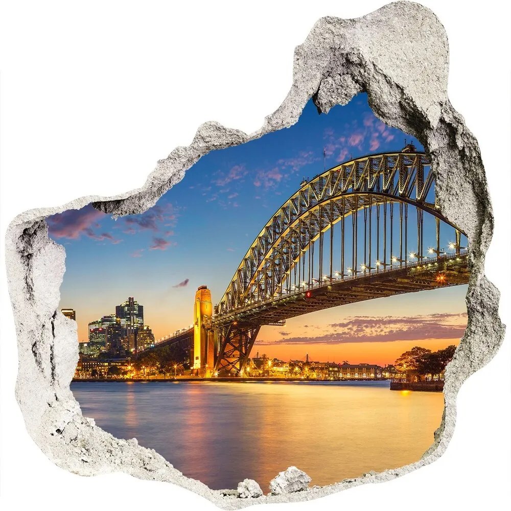 Wallmuralia Díra 3D ve zdi nálepka Panorama Sydney 75x75 cm