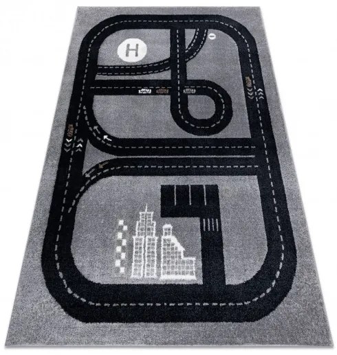 Dywany Łuszczów, Dětský kusový koberec Fun Track grey, 160x220, šedá, dětský pokoj