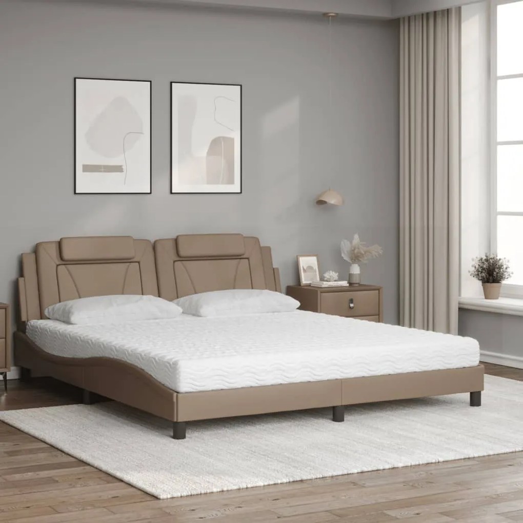Postel Viana s matrací cappuccino 180 x 200 cm umělá kůže 3208814