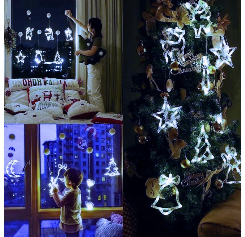 Vánoční  světelná závěsná dekorace do okna, studená bílá, různé motivy na výběr Motiv: Stromeček