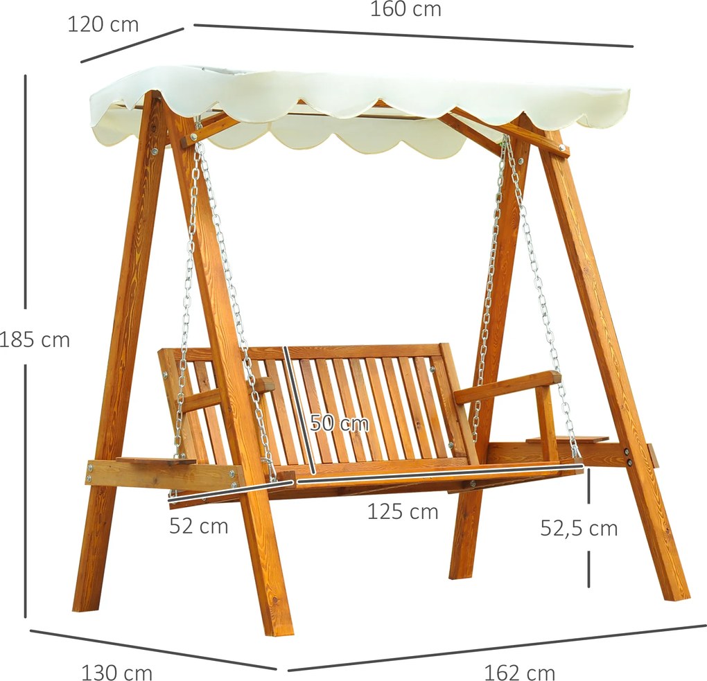 Zahradní houpačka Outsunny Hollywood 2místná houpací lavice z modřínu, ideální pro zahradu a terasu | Aosom.de