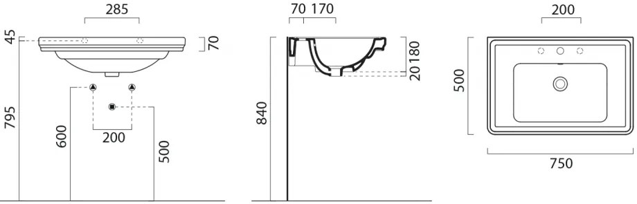 GSI CLASSIC keramické umyvadlo 75x50cm, bílá ExtraGlaze 8787111