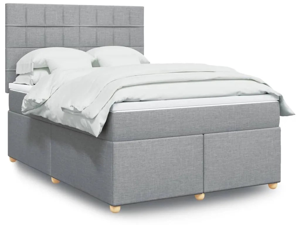 Box spring postel s matrací světle šedá 160 x 200 cm textil