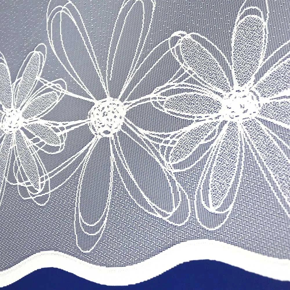 Olzatex žakárová záclona FANY N0289 květinový vzor, s bordurou, bílá, výška 245cm (v metráži)