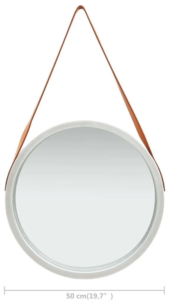 Nástěnné zrcadlo s popruhem 50 cm stříbrné - Default Title