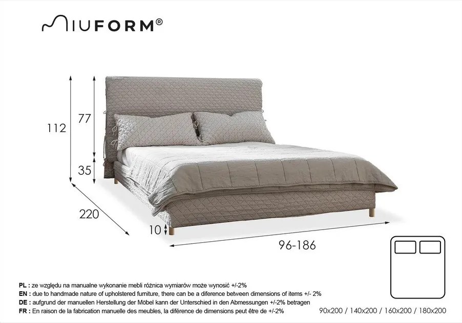Béžová čalouněná jednolůžková postel s roštem 90x200 cm Sleepy Luna – Miuform