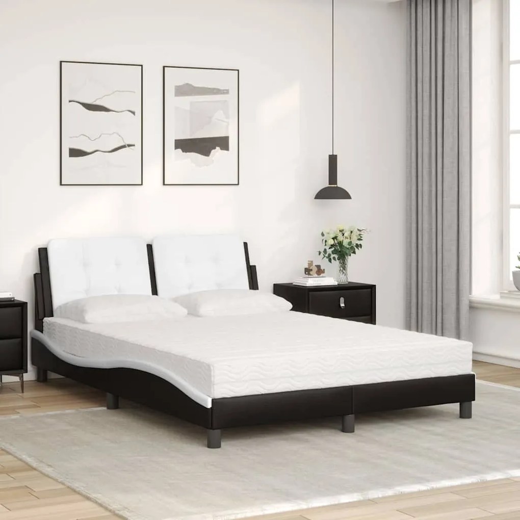 Postel s matrací Zadar černá a bílá 140 x 200 cm umělá kůže 3208871
