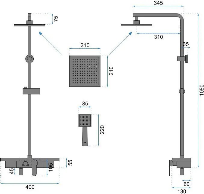 Rea Bravo, sprchový set h-1050, zlatá lesklá, REA-P4120