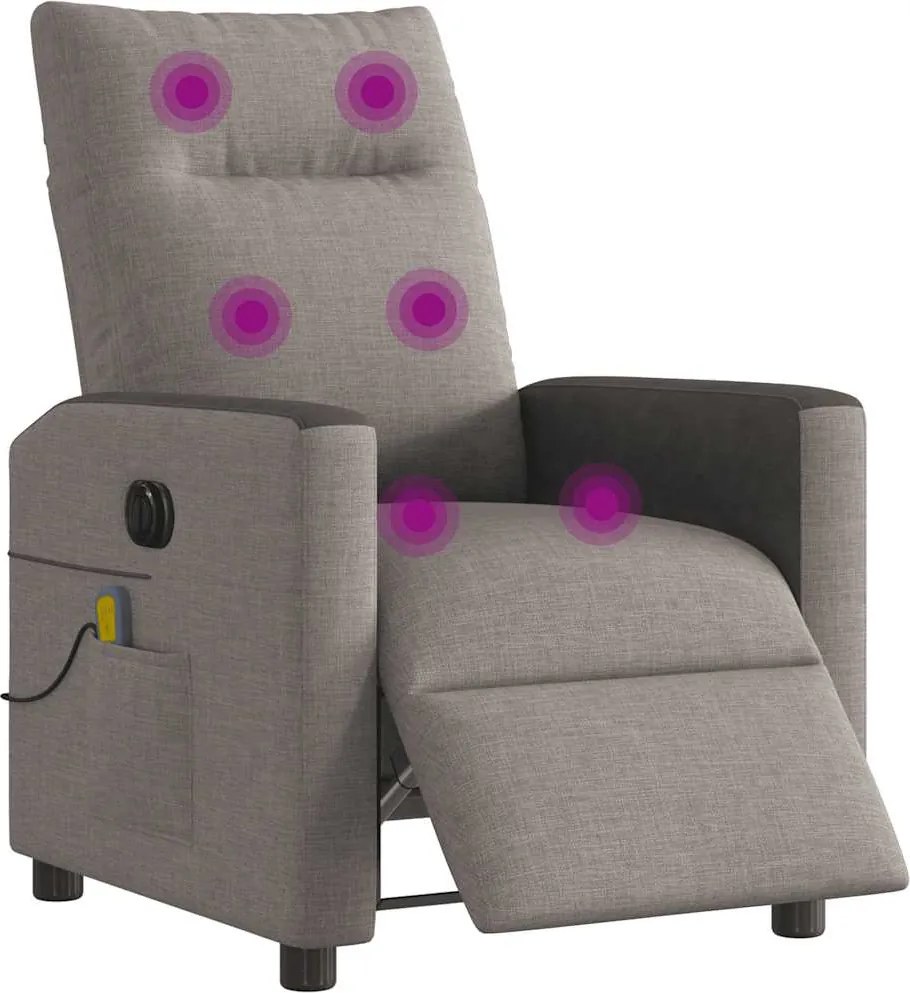 Elektrické masážní polohovací křeslo taupe textil 3324050