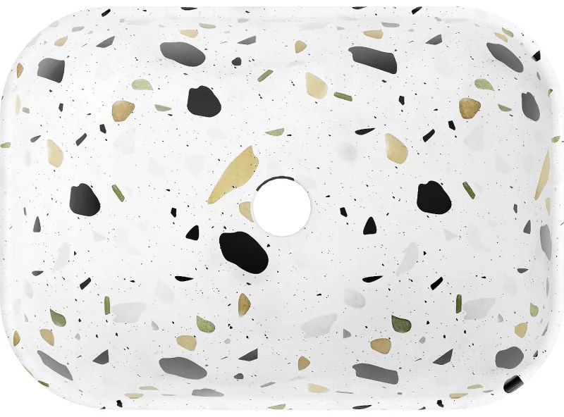 Mexen Rita, umyvadlo na desku 455x325x135 mm, bílá-vzor terazzo, 21084587